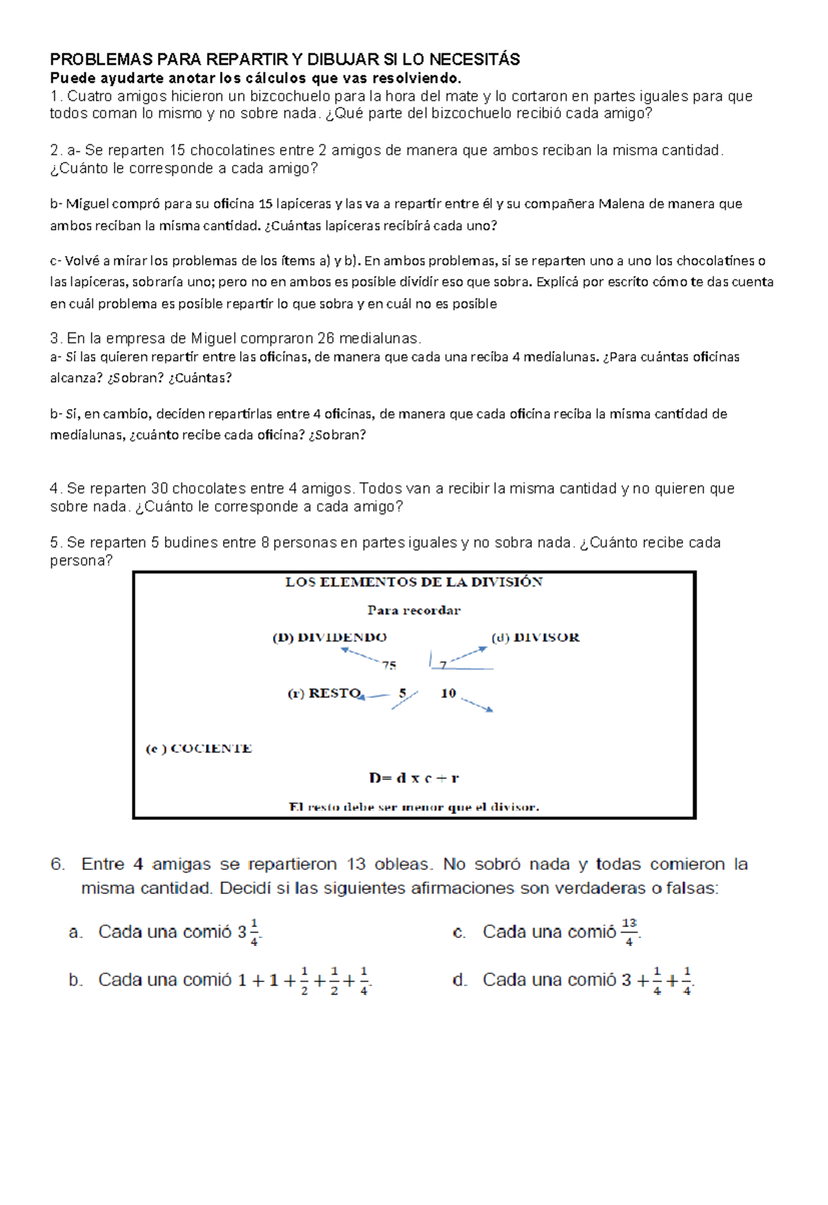 Problemas de Reparto y Cálculo - Ejercicios de Matemáticas - Studocu