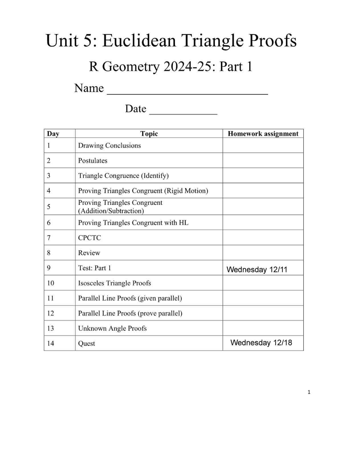 Unit 5 Triangle Proofs Answer Key: Midpoints & Congruent Angles - Studocu