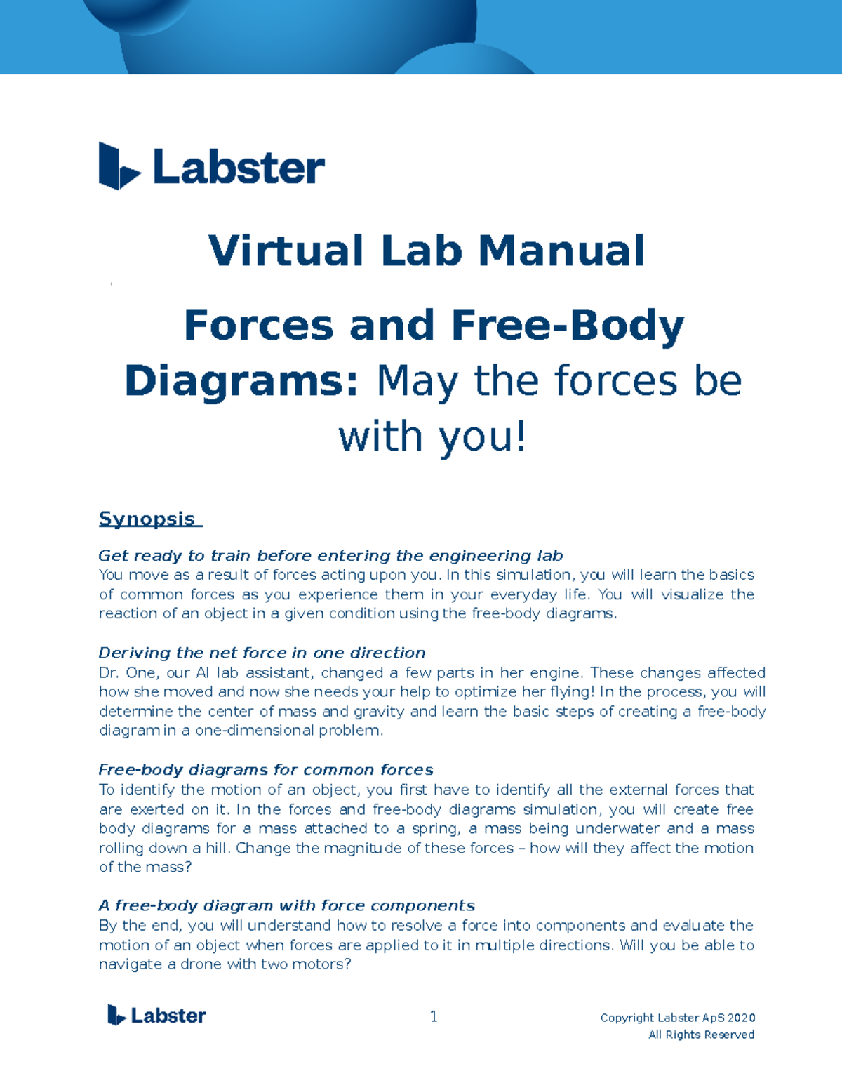 FOR Forces and Free body Diagrams Learn how to navigate a drone Lab ...