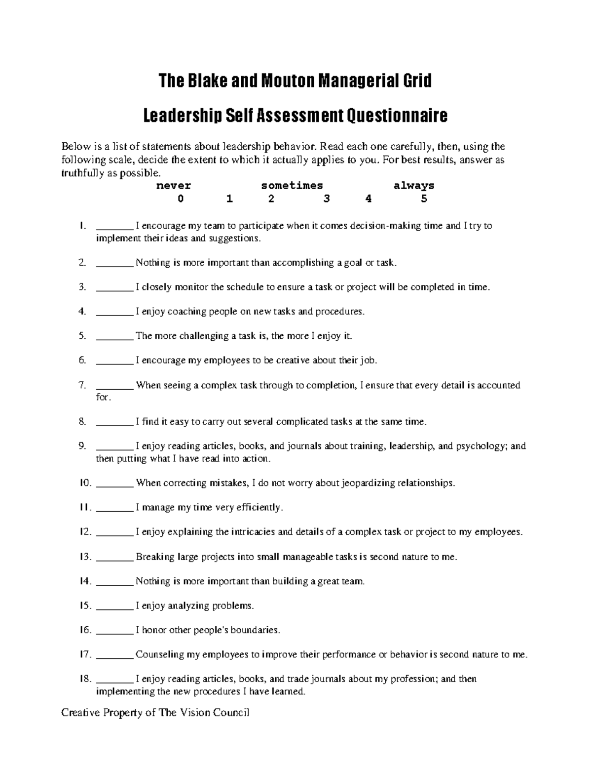 Leadership Matrix Self Assessment Questionnaire (LDR 101) - Studocu
