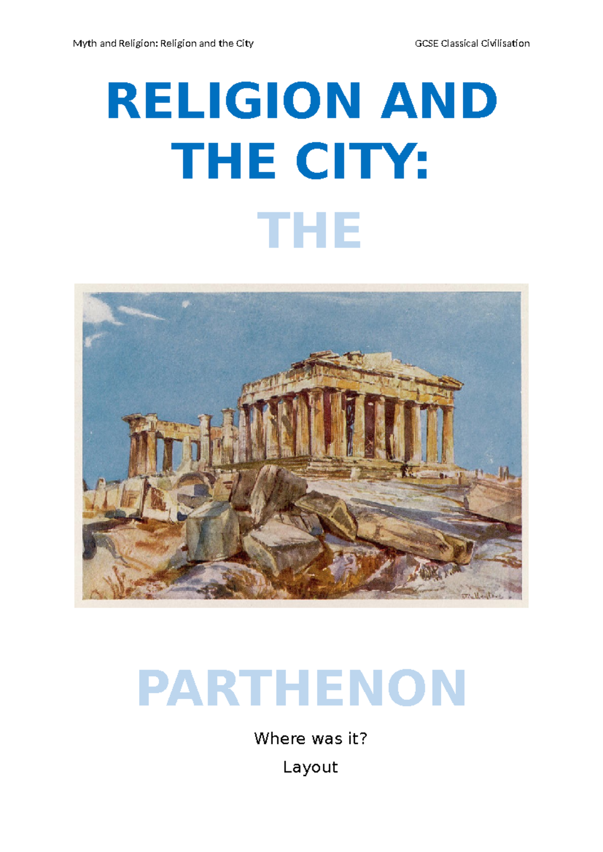 GCSE Classical Civilisation: The Parthenon and Its Significance - Studocu