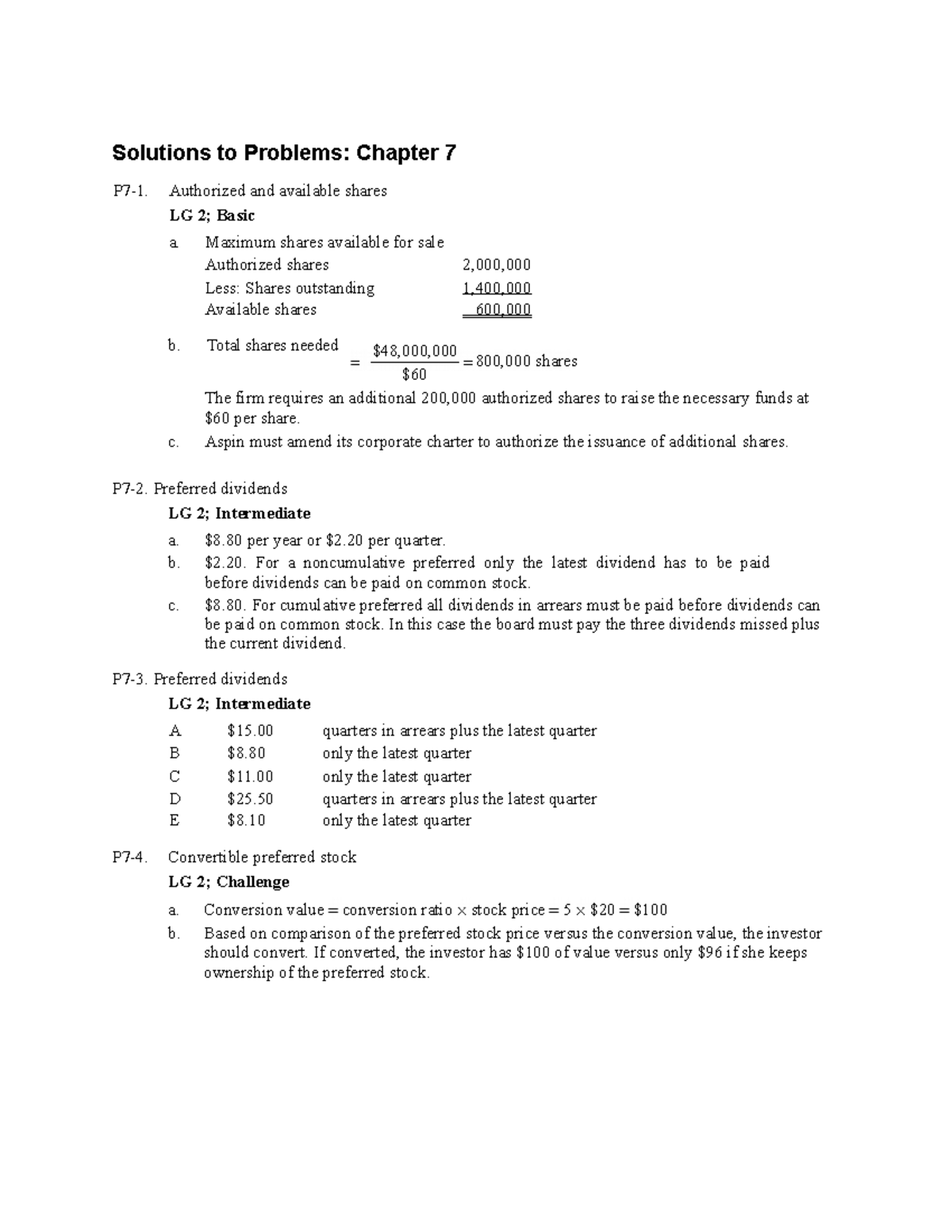 Solutions to problems chapter 7 - Fundamentals of Financial Management ...