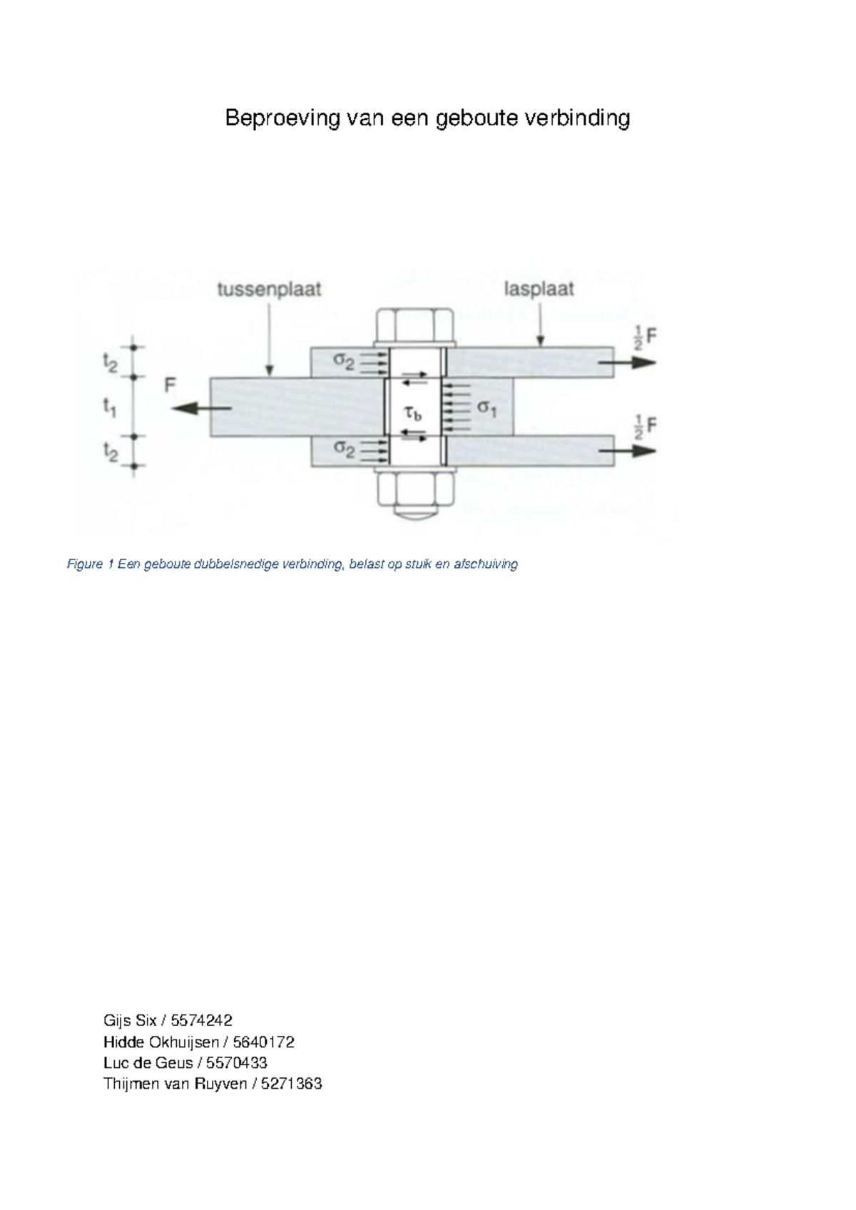 Materiaalwetenschappen Practicum: Beproeving Geboute Verbindingen ...