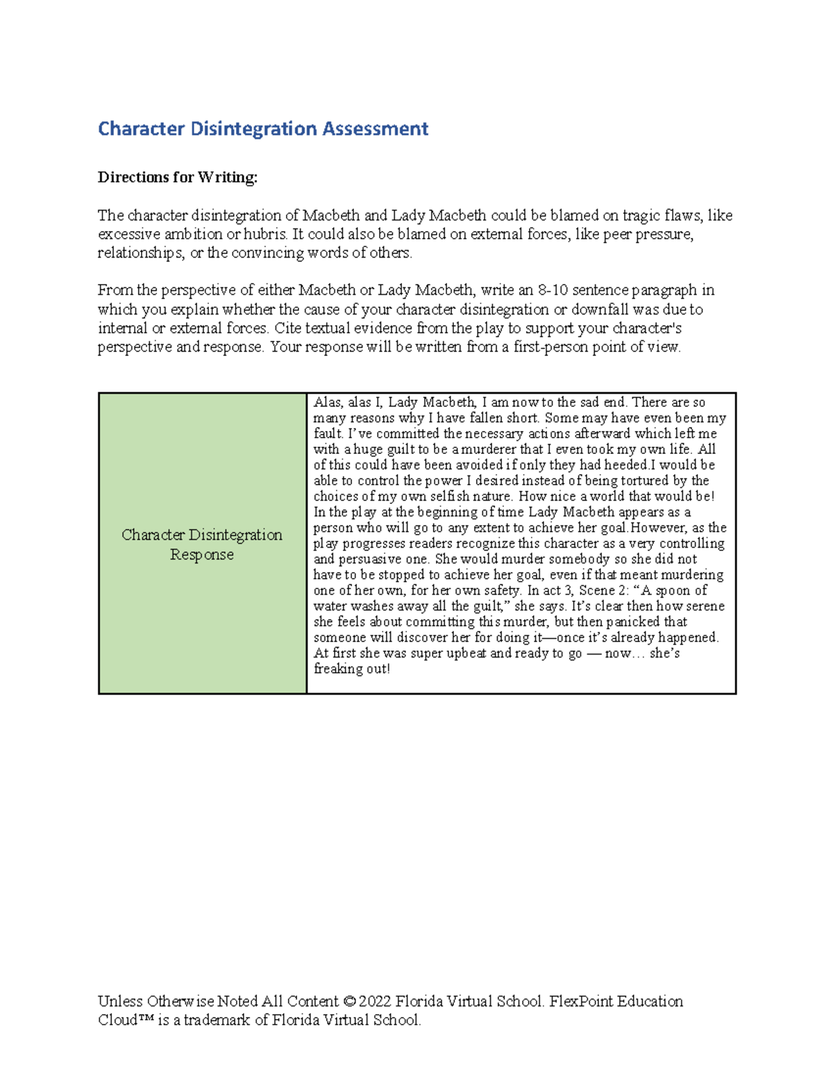 Copy of 5.05 Character Disintegration Assessment - Character ...