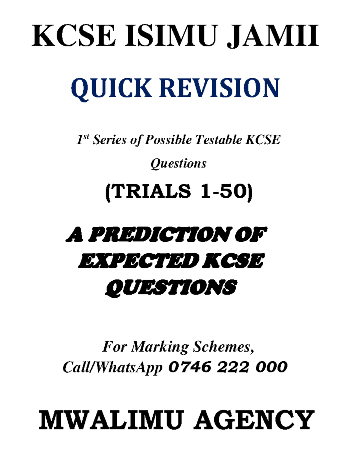 KCSE ISIMU JAMII Revision Notes for S1 Exam Preparation - Studocu