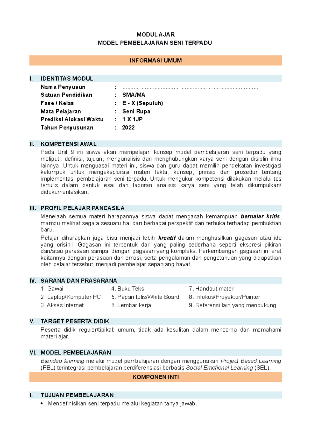 Seni Rupa Unit 9 - Modul Pembelajaran Terpadu untuk SMA/MA - Studocu