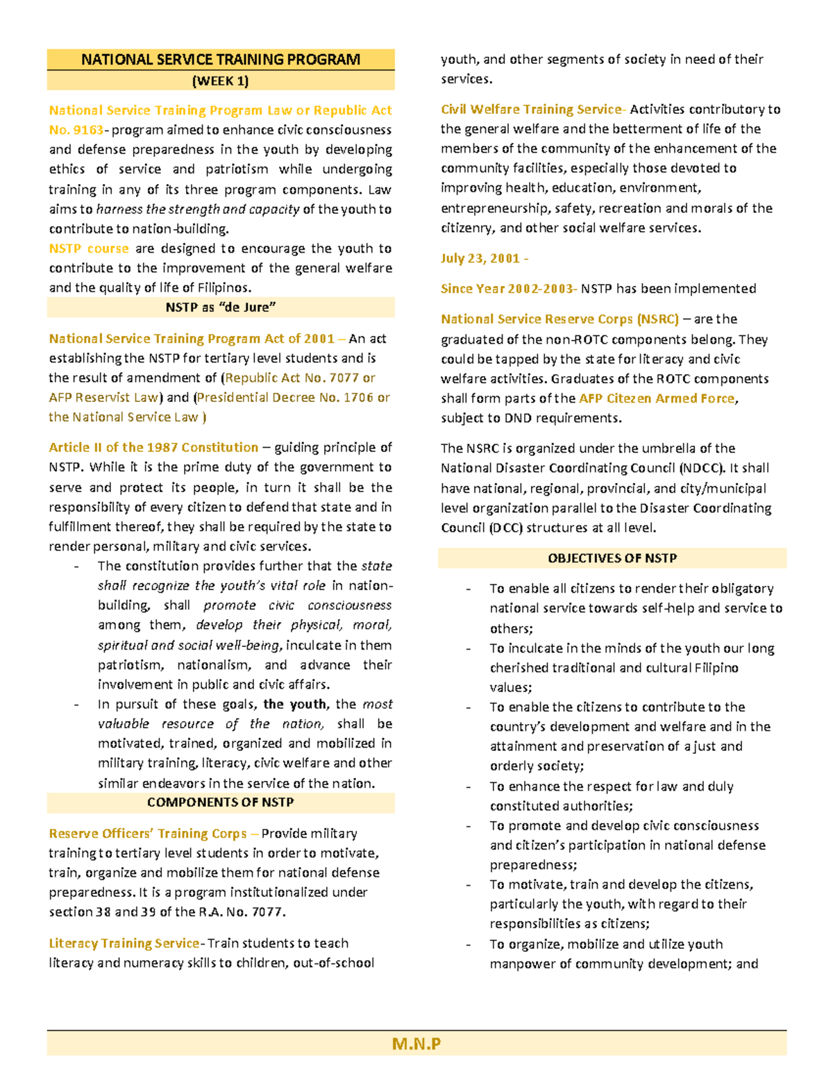 NSTP 1: Understanding the National Service Training Program - Studocu