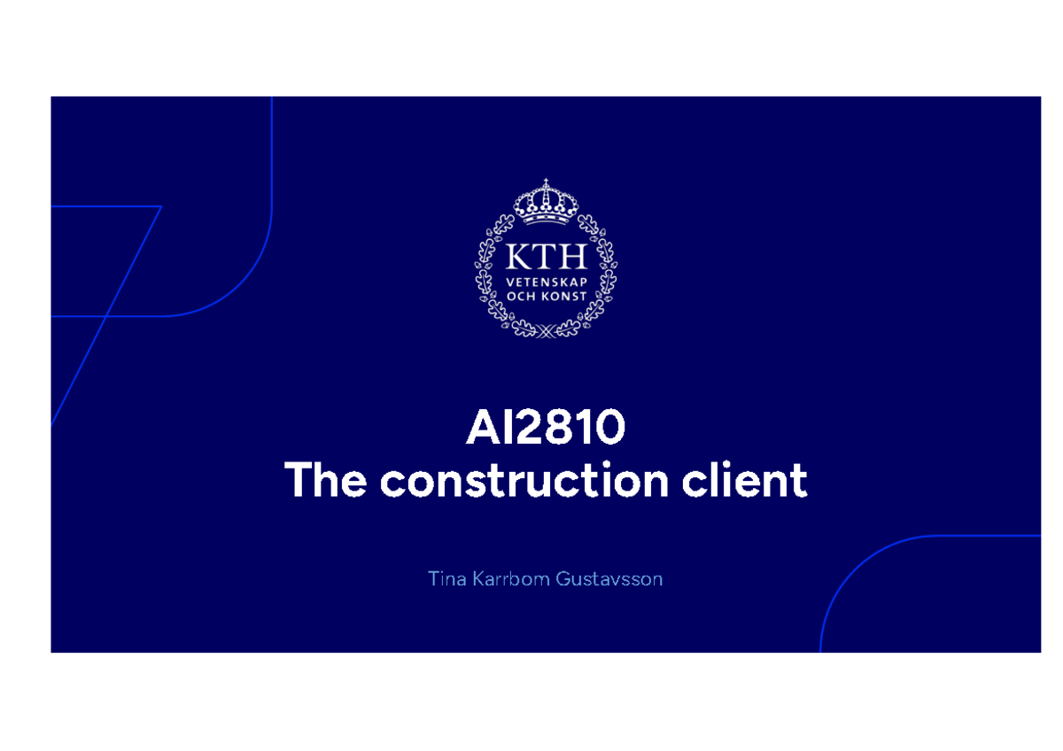 AI2810 The Construction Client: History, Challenges, and Future ...