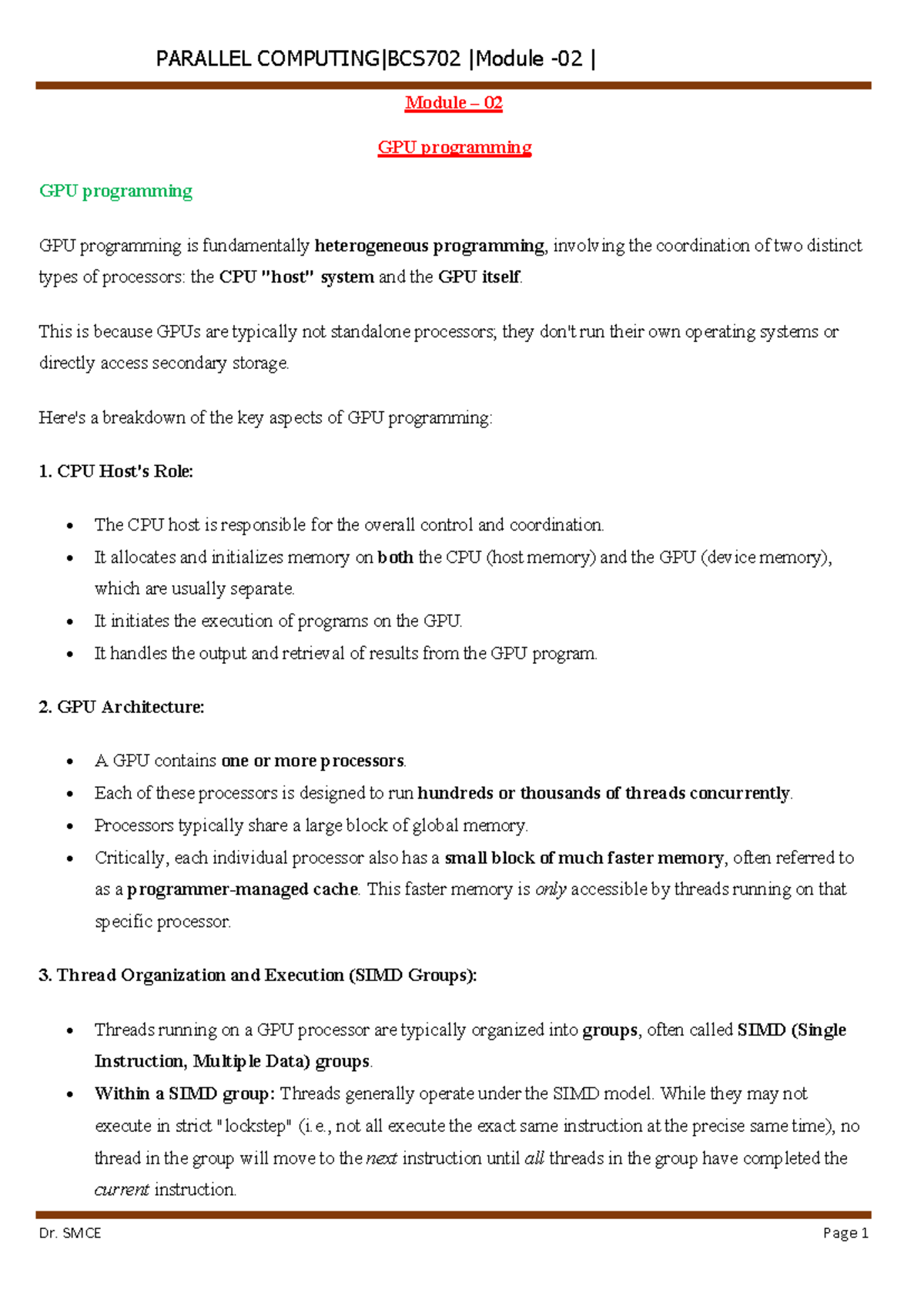 Module-02 BCS702: GPU Programming Fundamentals and Challenges - Studocu