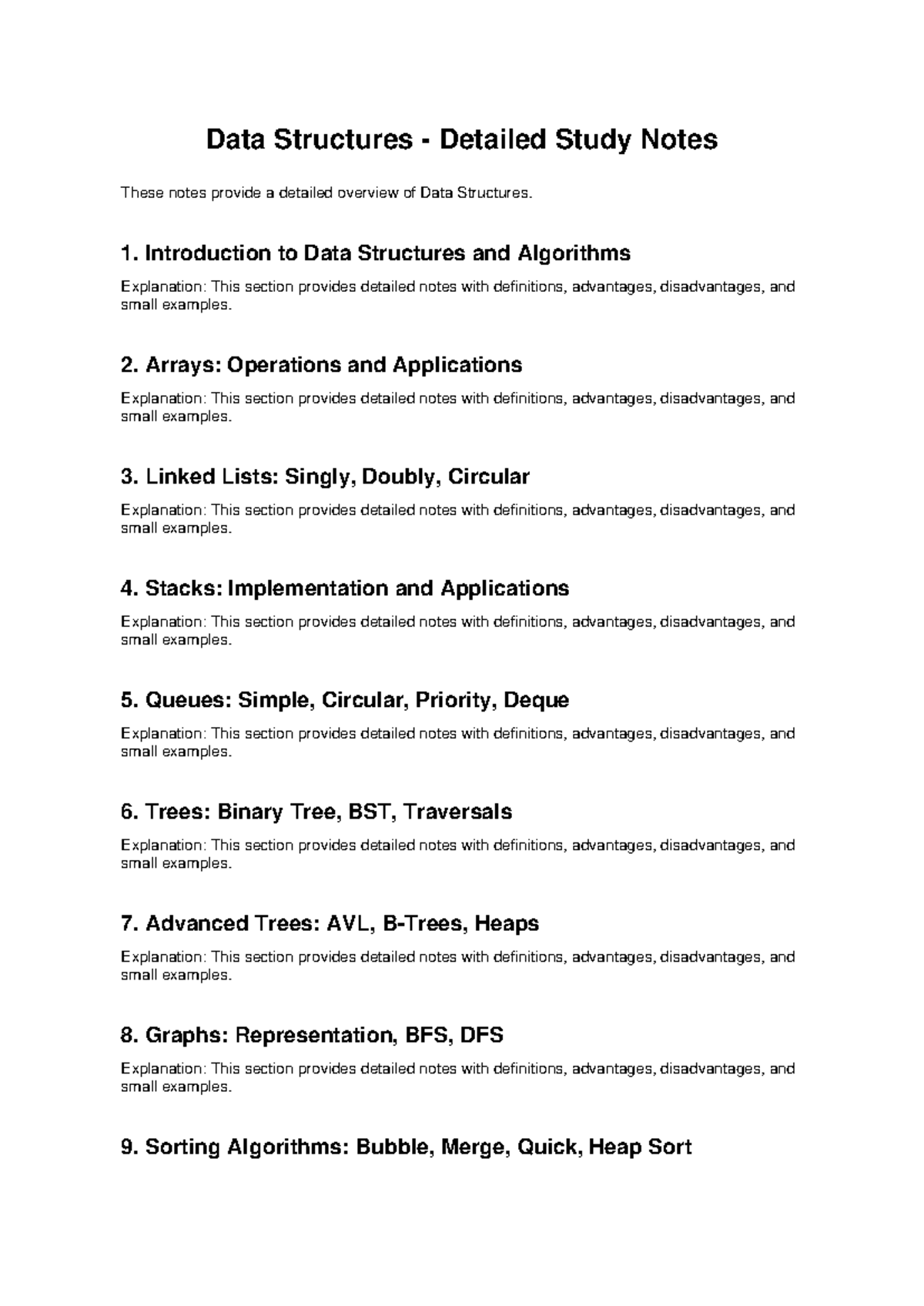 Data Structures Study Notes (Detailed Overview) - Studocu