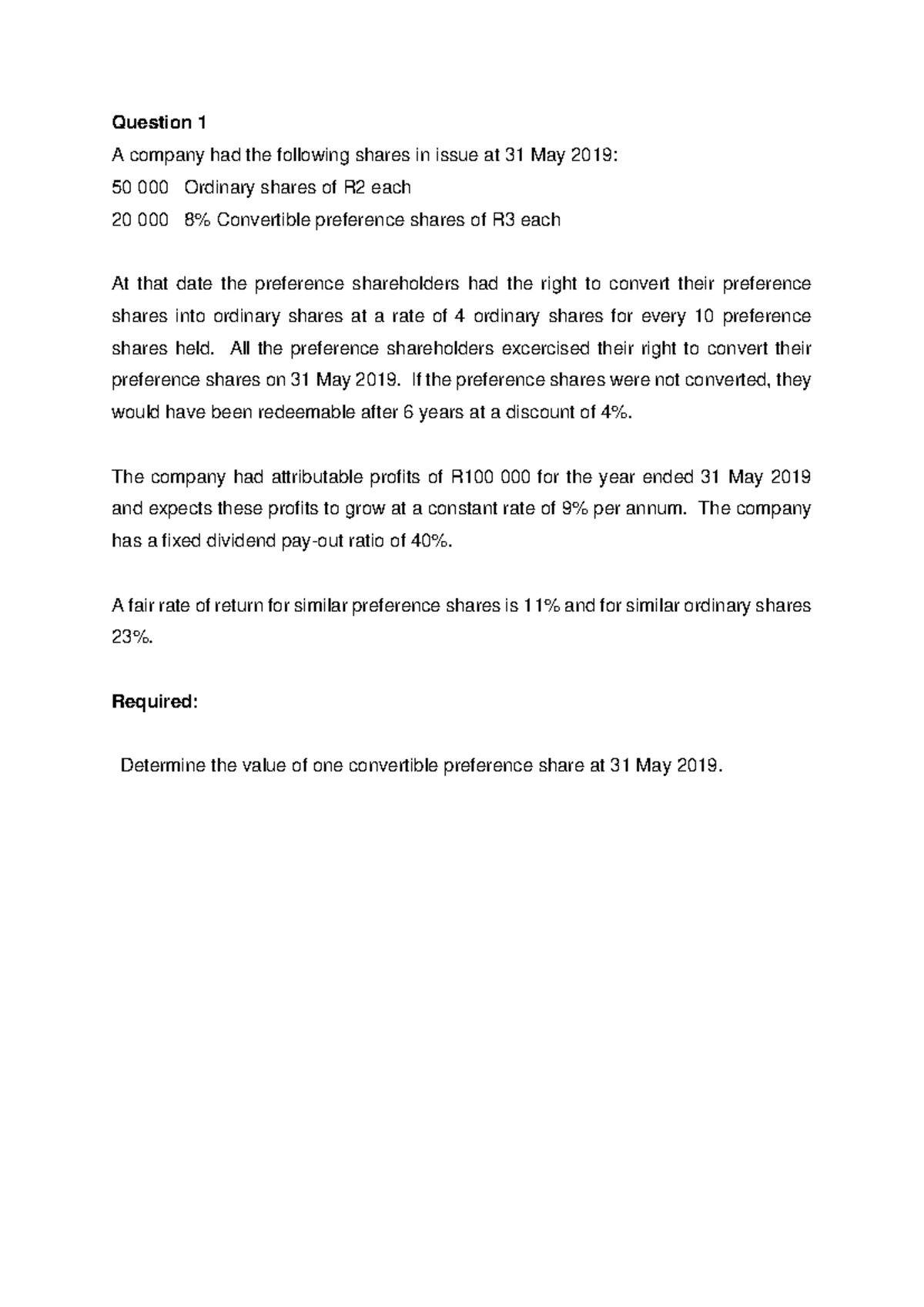 Revision Questions for Financial Analysis (FIN 101) - Studocu