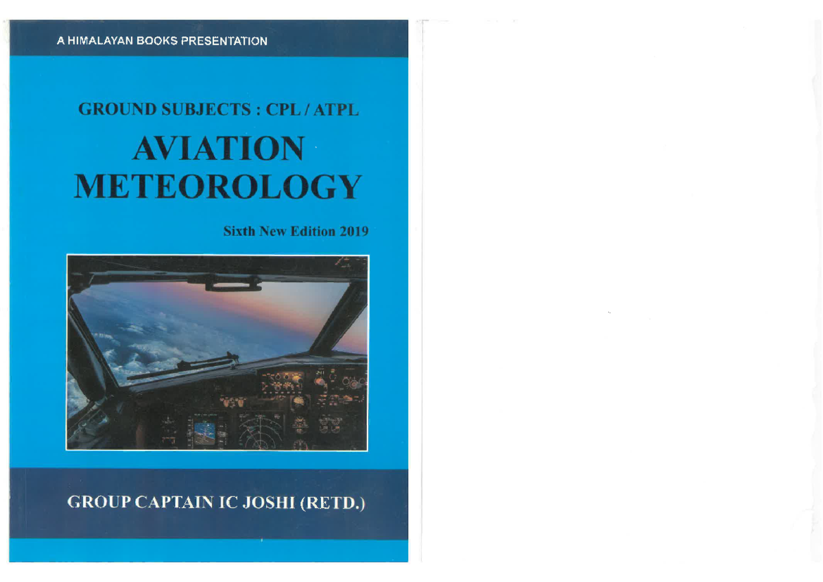 Aviation Meteorology Notes - CPL ATPL - by Group Capt. IC Joshi - Studocu