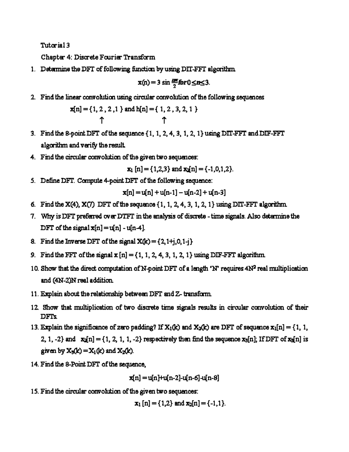 DSAP Tutorial 2: Chapter 4 - Discrete Fourier Transform Concepts - Studocu