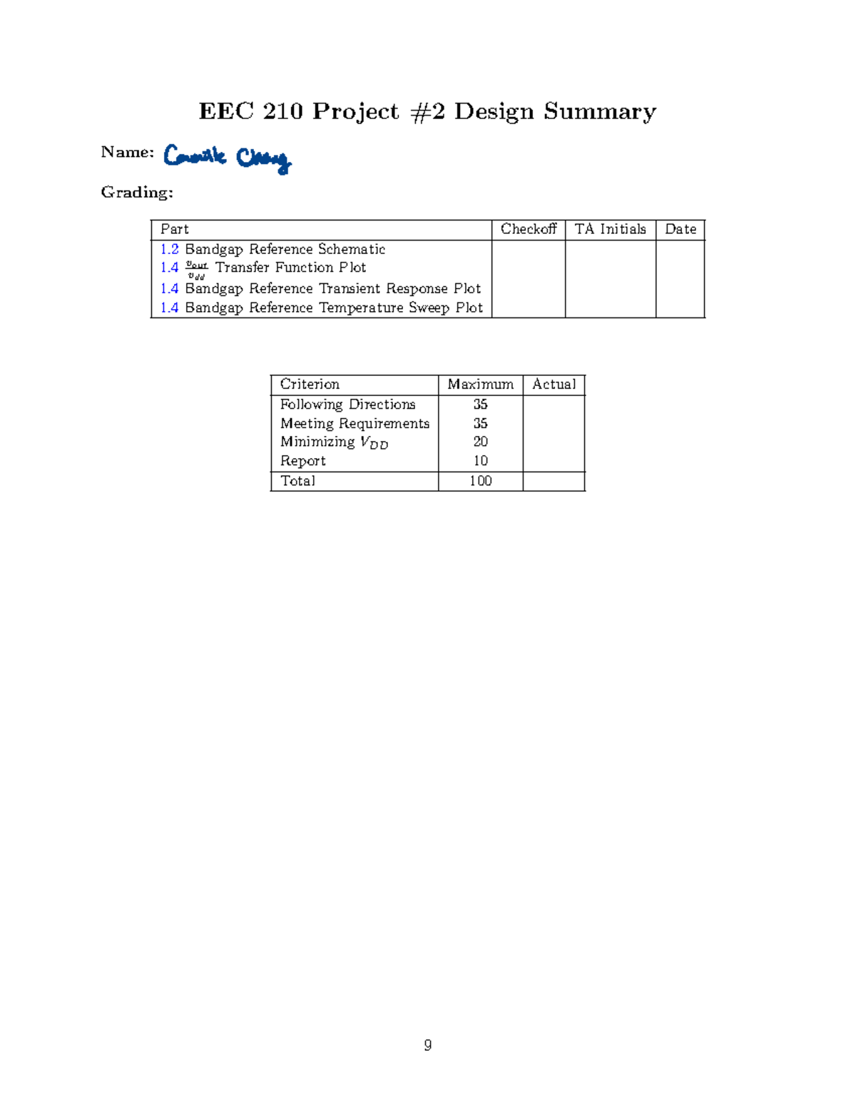 EEC 210 Project Design Summary: Bandgap Reference Analysis - Studocu