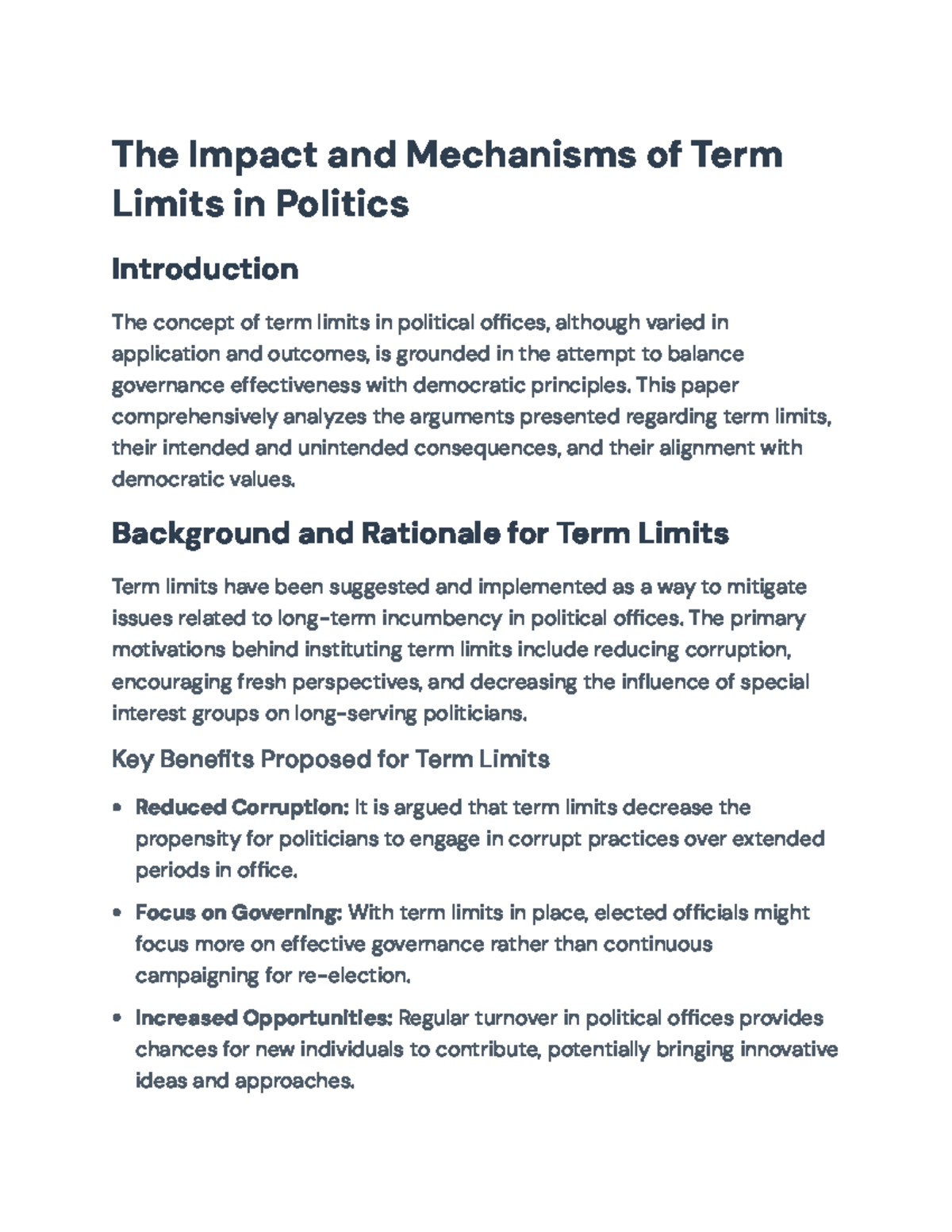The Impact of Term Limits in Politics: Analyzing Benefits and ...