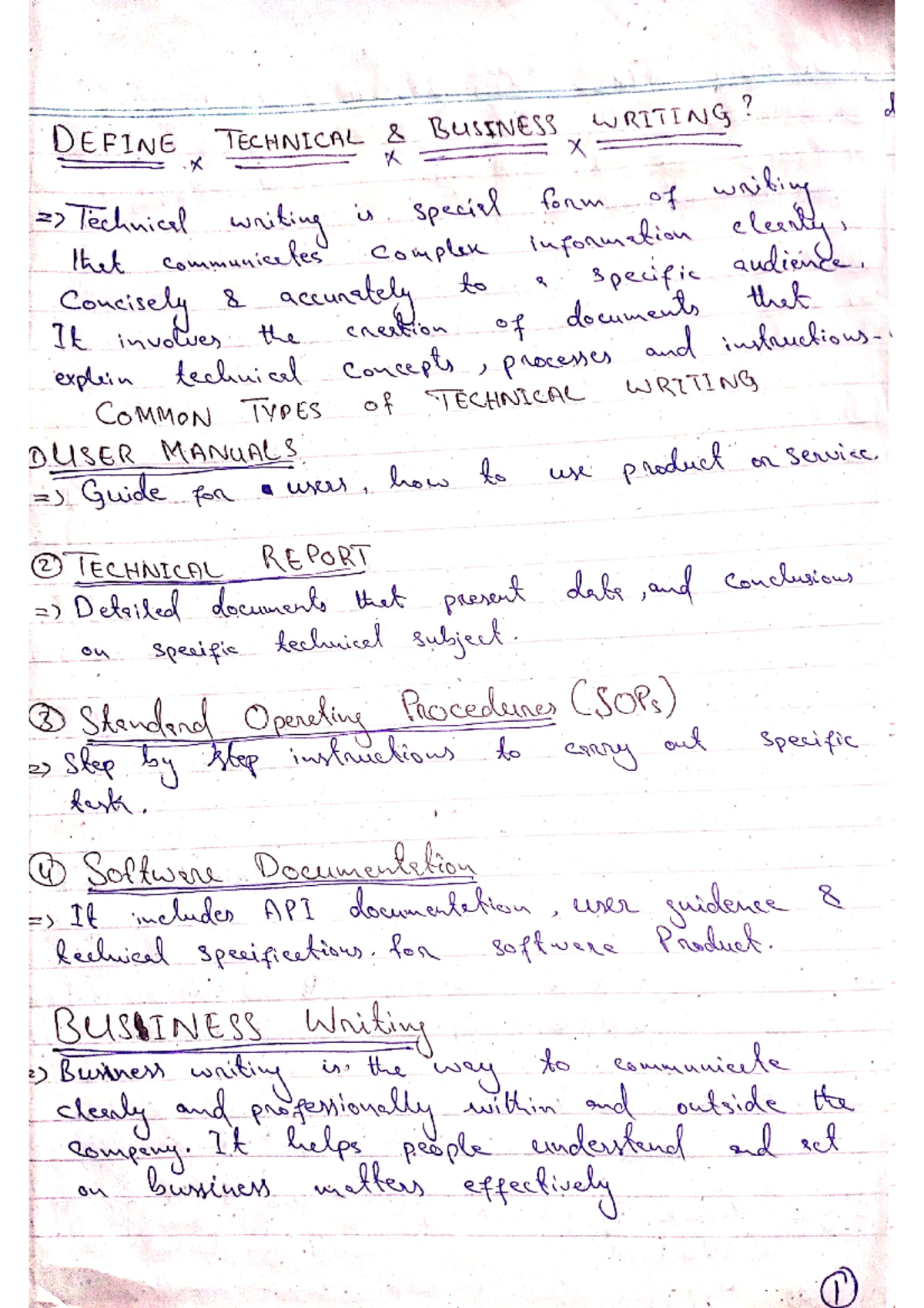 T&BW Notes - handouts - DEFINE TECHNICAL BUSINESS WRITING? d x X ...