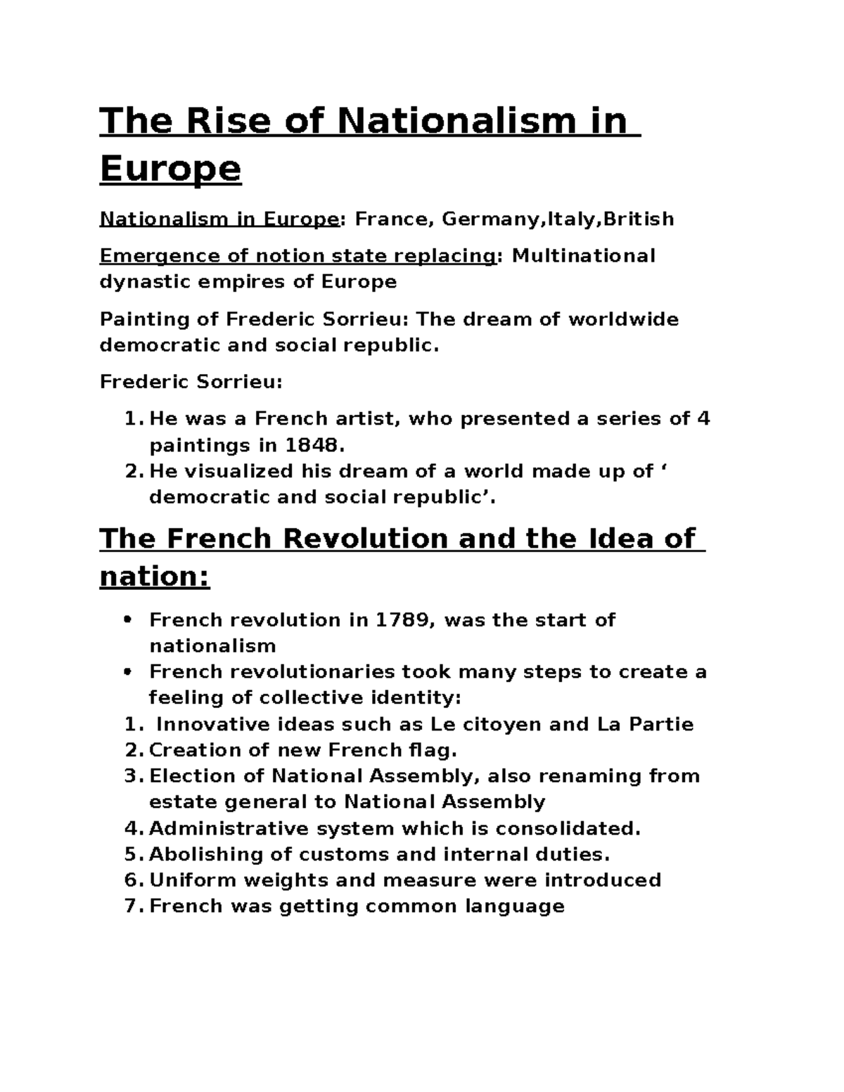 The Rise of Nationalism in Europe: Key Events and Figures - Studocu