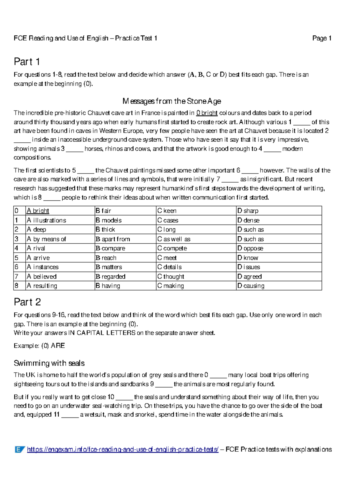 FCE Reading and Use of English - Practice Test 1 Revision Guide - Studocu