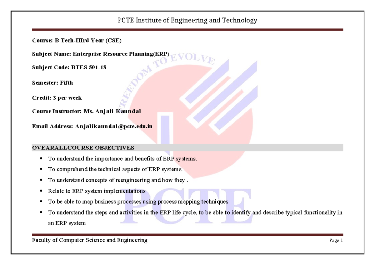 ERP BTech CSE-2022 CM - Comprehensive Notes on Digital ERP Systems ...