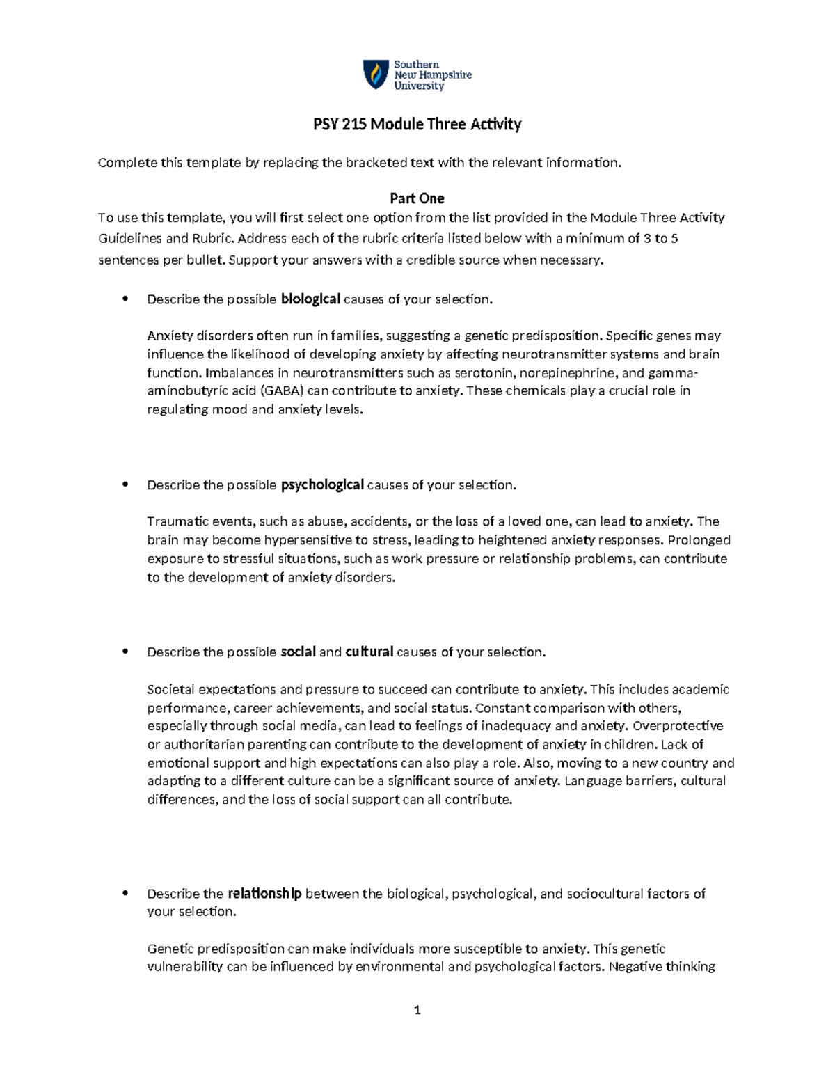 PSY 215 Module Three Activity - PSY 215 Module Three Activity Complete ...