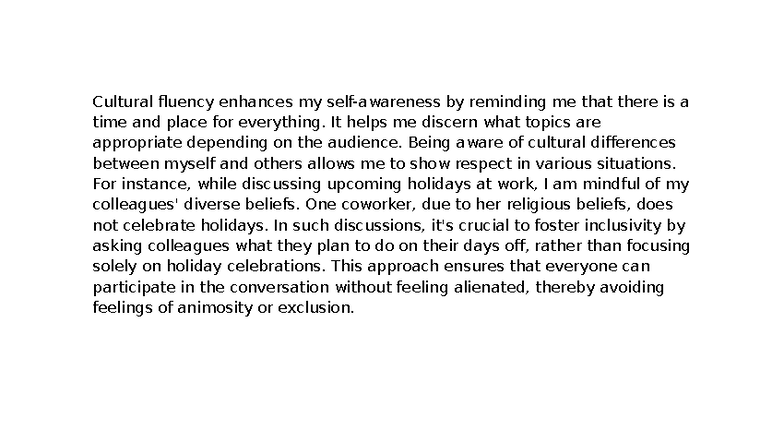 IDS Discussion Post: The Importance of Cultural Fluency in Inclusivity ...