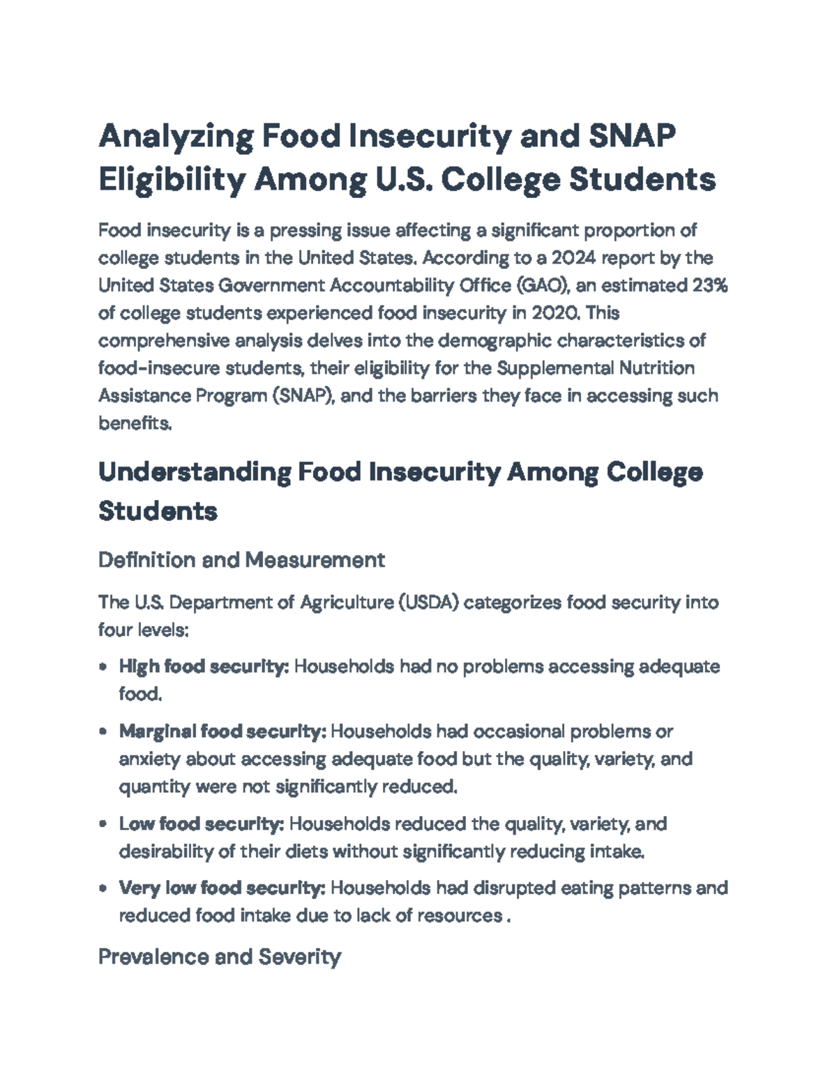 Analyzing Food Insecurity and SNAP Eligibility Among U.S. College ...