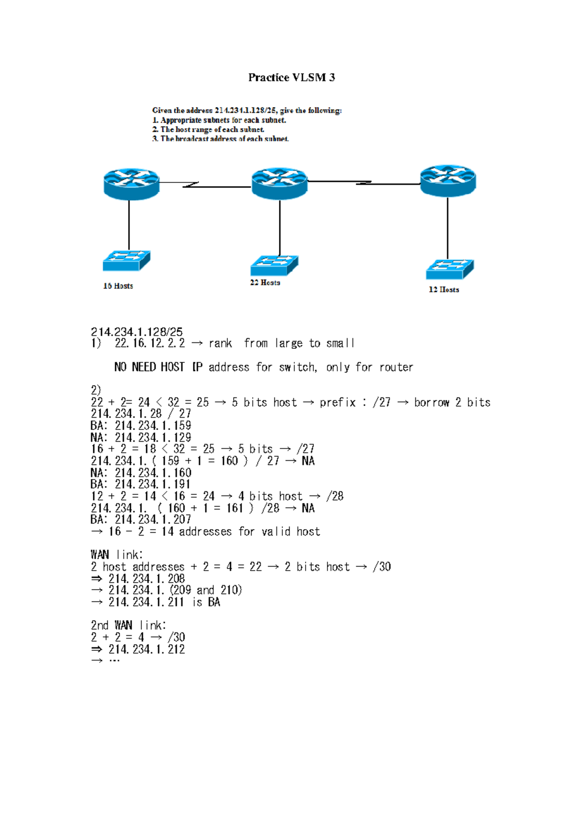 Lab 2.2 VLSM Practice: Calculating Subnetting & Addressing - Studocu