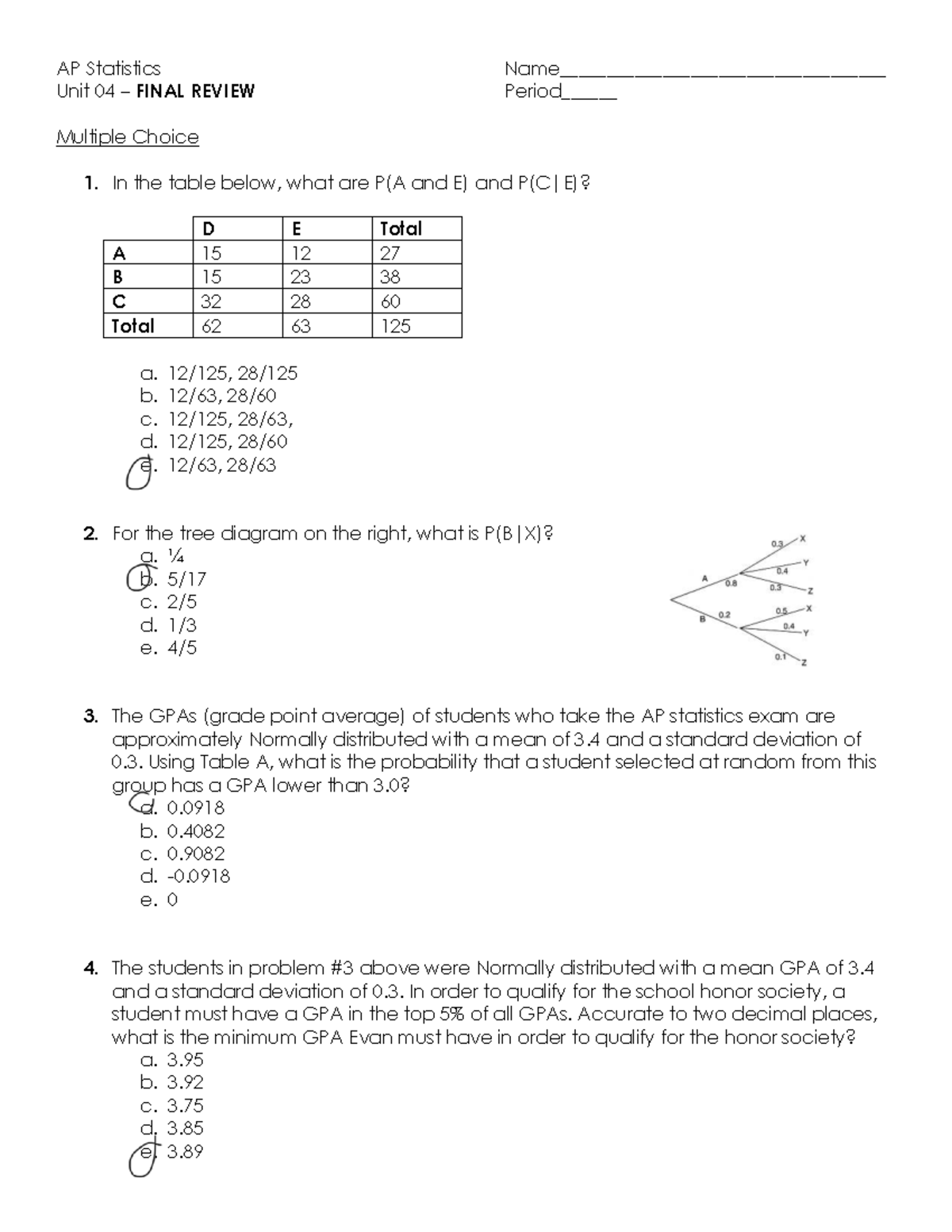AP Statistics APST 04 FINAL REVIEW Multiple Choice Questions - Studocu