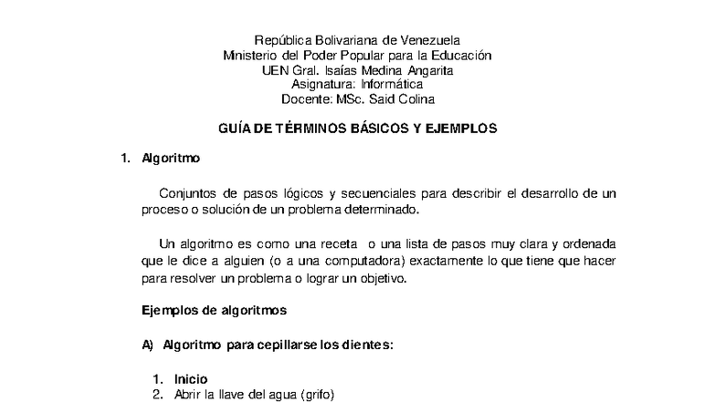 GUÍA DE TÉRMINOS BÁSICOS EN INFORMÁTICA - MSc. Said Colina - Studocu