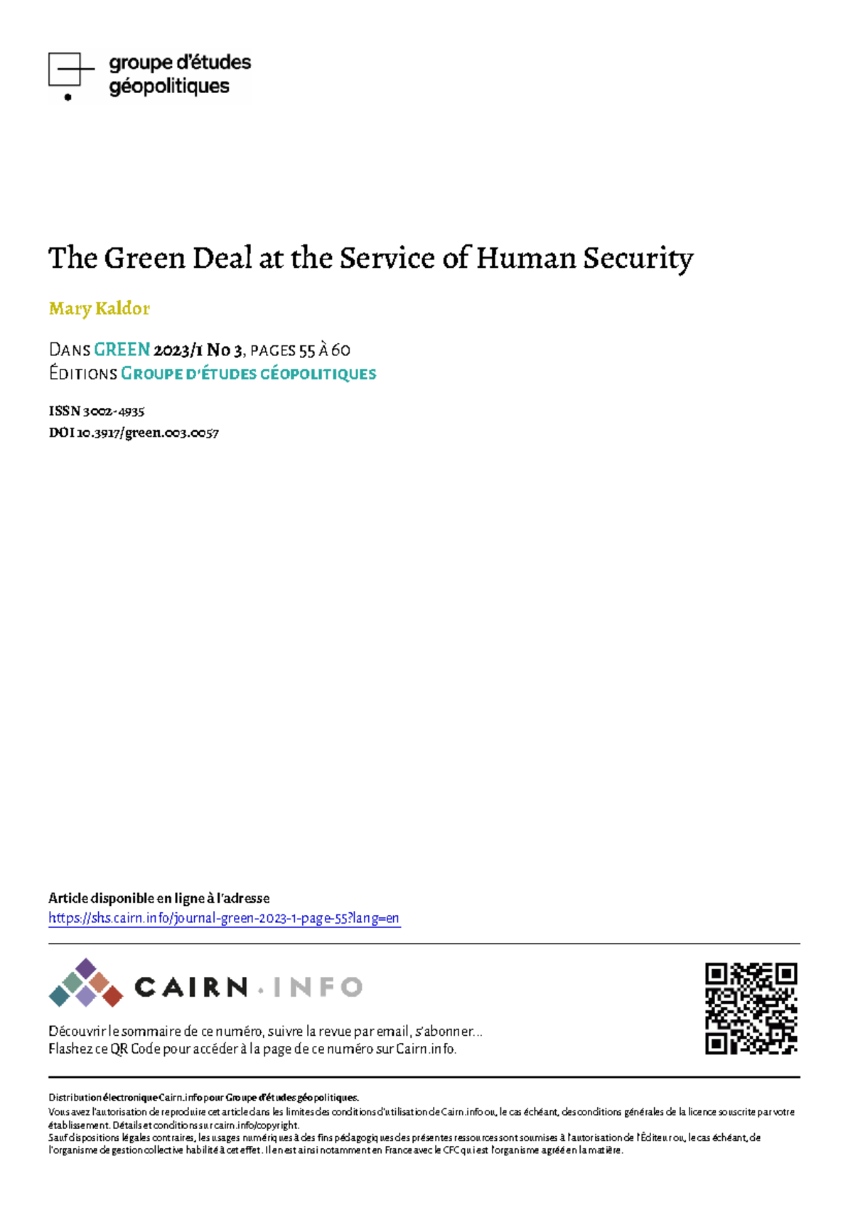The Green Deal and Human Security: Insights from the Ukraine Conflict ...
