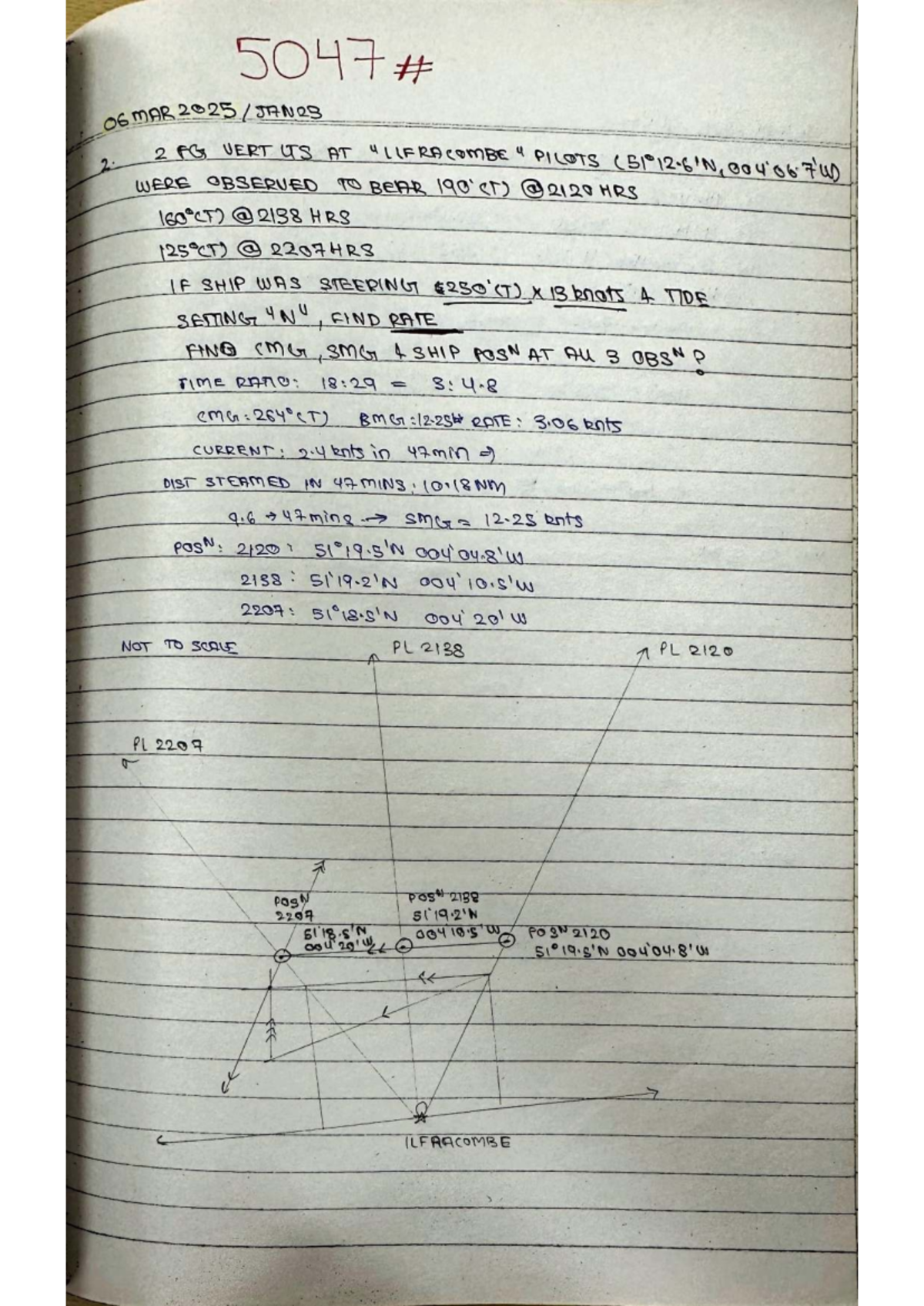 Chart Work 5047: Navigation Solutions and Observations - Studocu