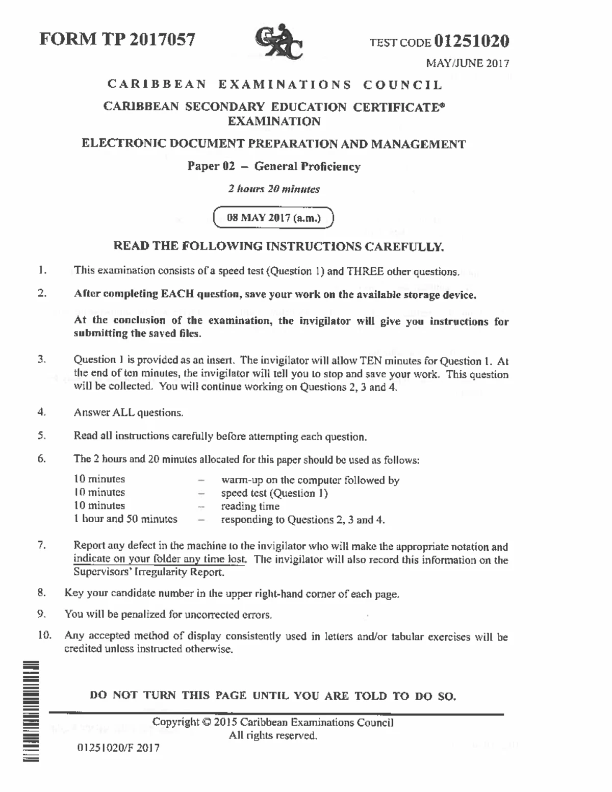 CSEC EDPM Mathematics Paper 02 General Proficiency May 2022 Exam Guide ...