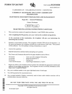 CSEC EDPM May 2022 - CARIBBEAN EXAMINATIONS COUNCIL CARIBBEAN SECONDARY ...