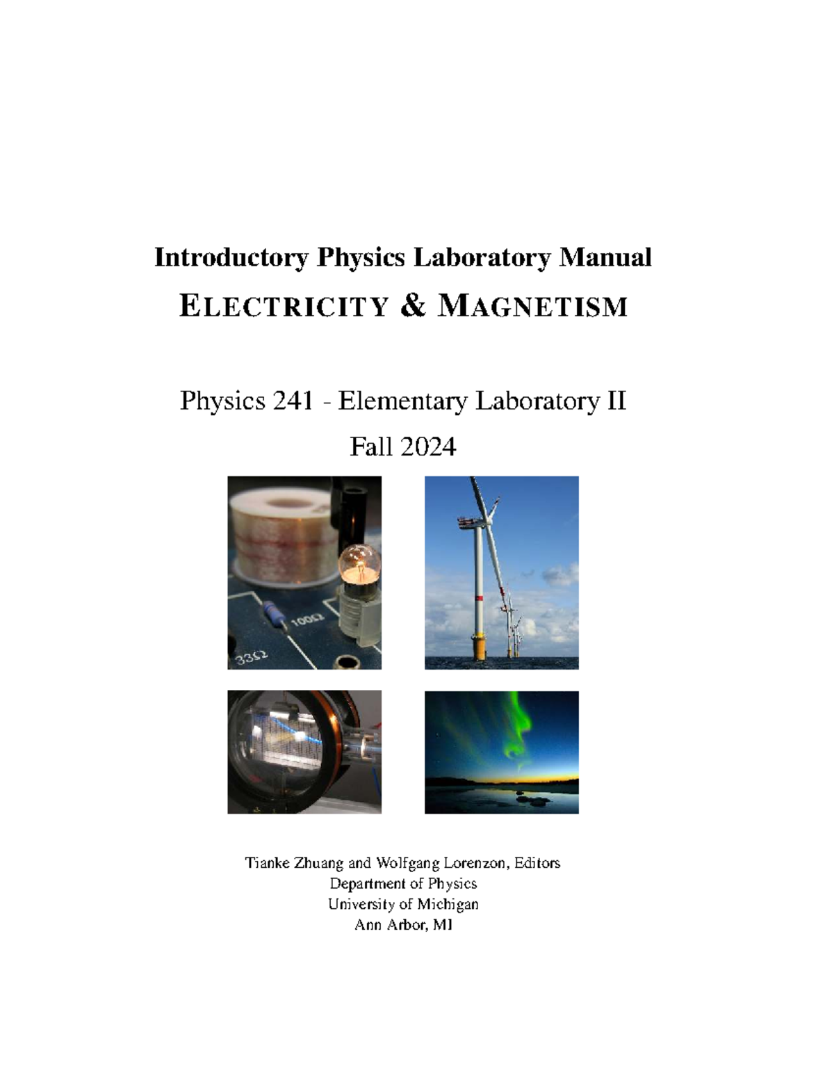 Physics 241 Lab Manual: Electricity & Magnetism Experiments Guide - Studocu