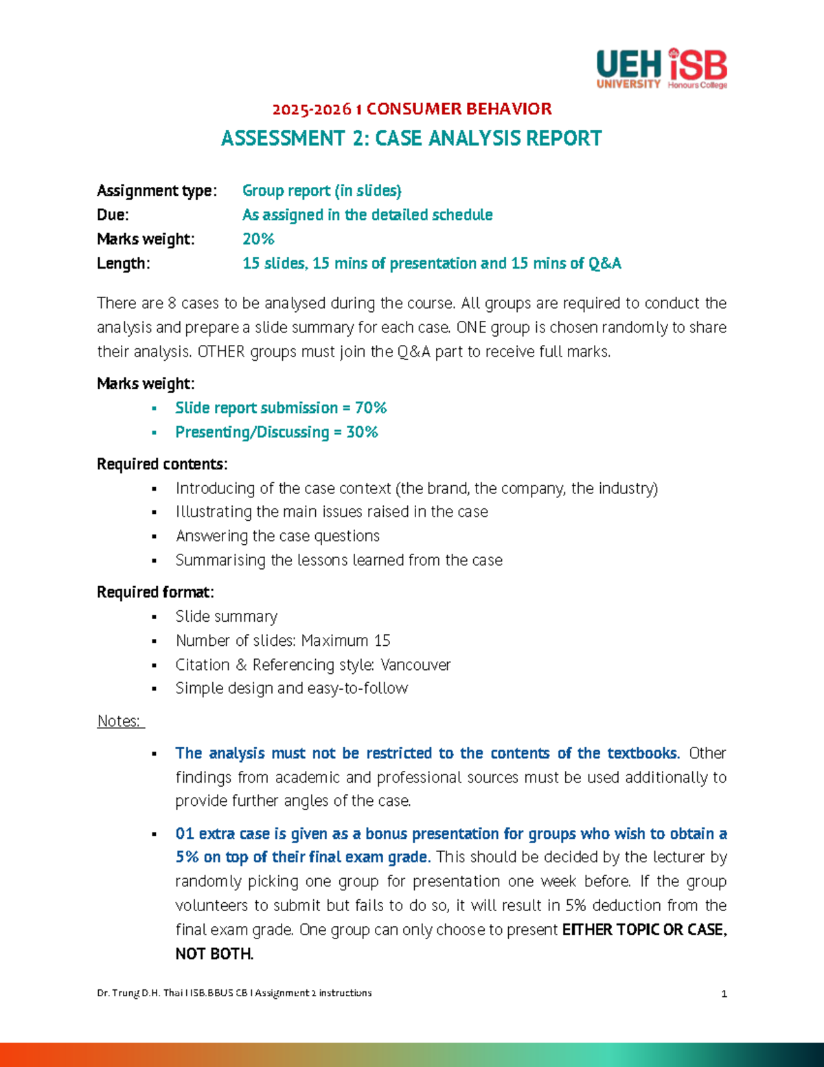 ISB.BBUS CB I Assessment 2: Consumer Behavior Case Analysis Report ...