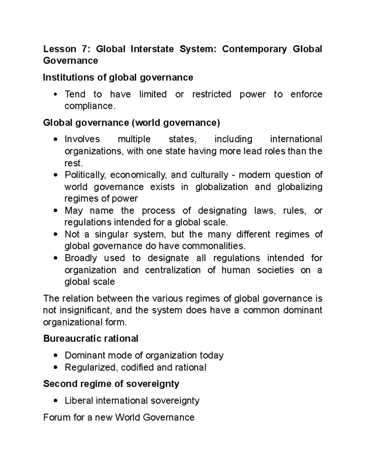 GEN 005 Lesson 7 - Lesson 7: Global Interstate System: Contemporary ...