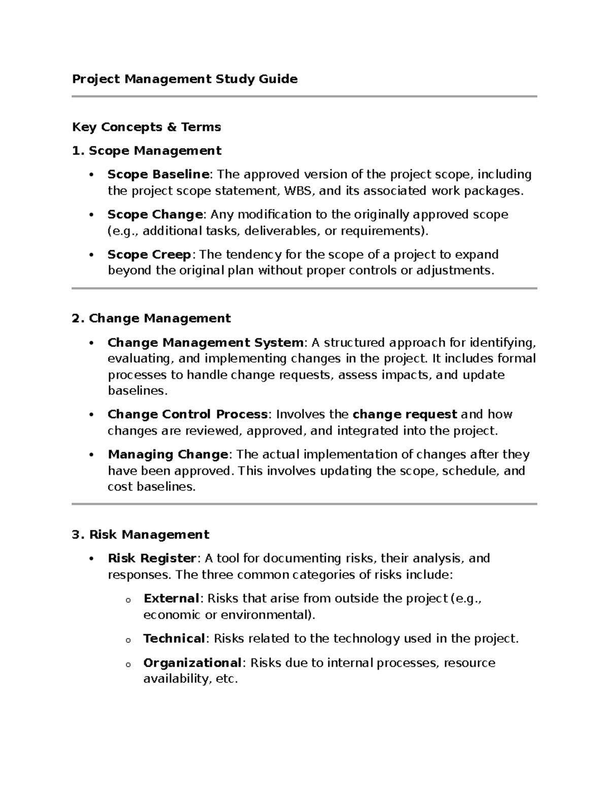 C722 Project Management Study Guide: Key Concepts & Terms Overview ...