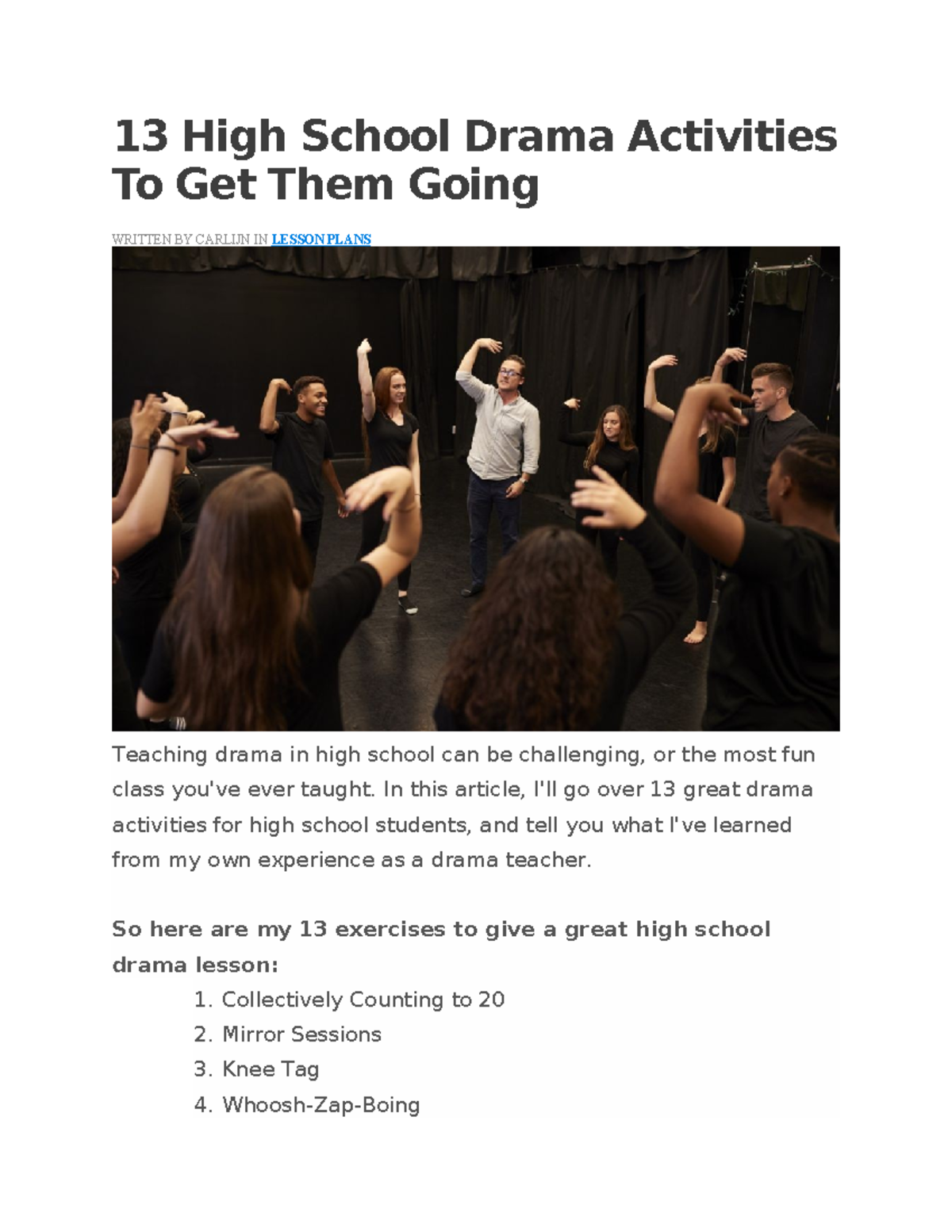 13 Engaging Drama Activities for High School Students in Lesson Plans ...