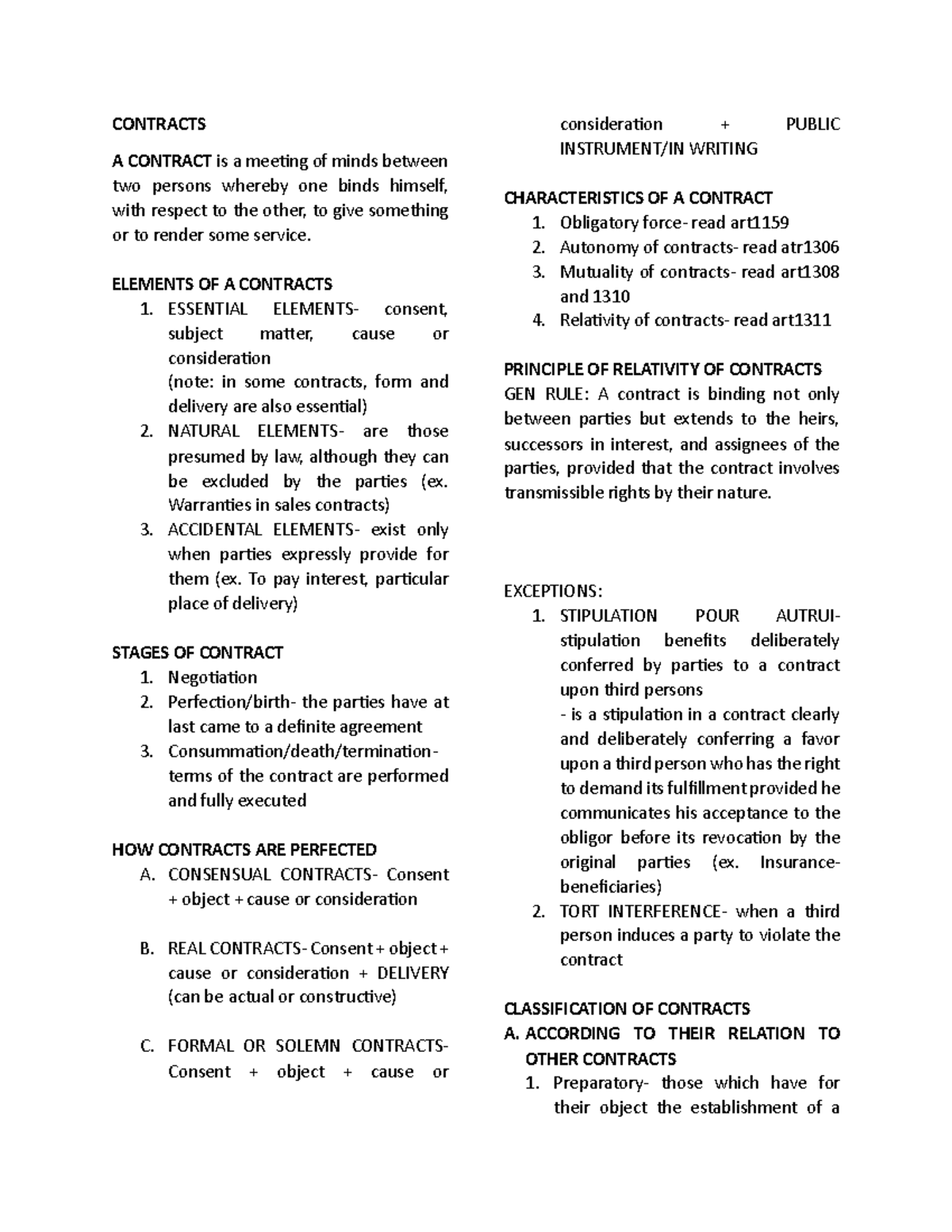 Contracts: Essential Elements and Principles (LAW 101) - Studocu