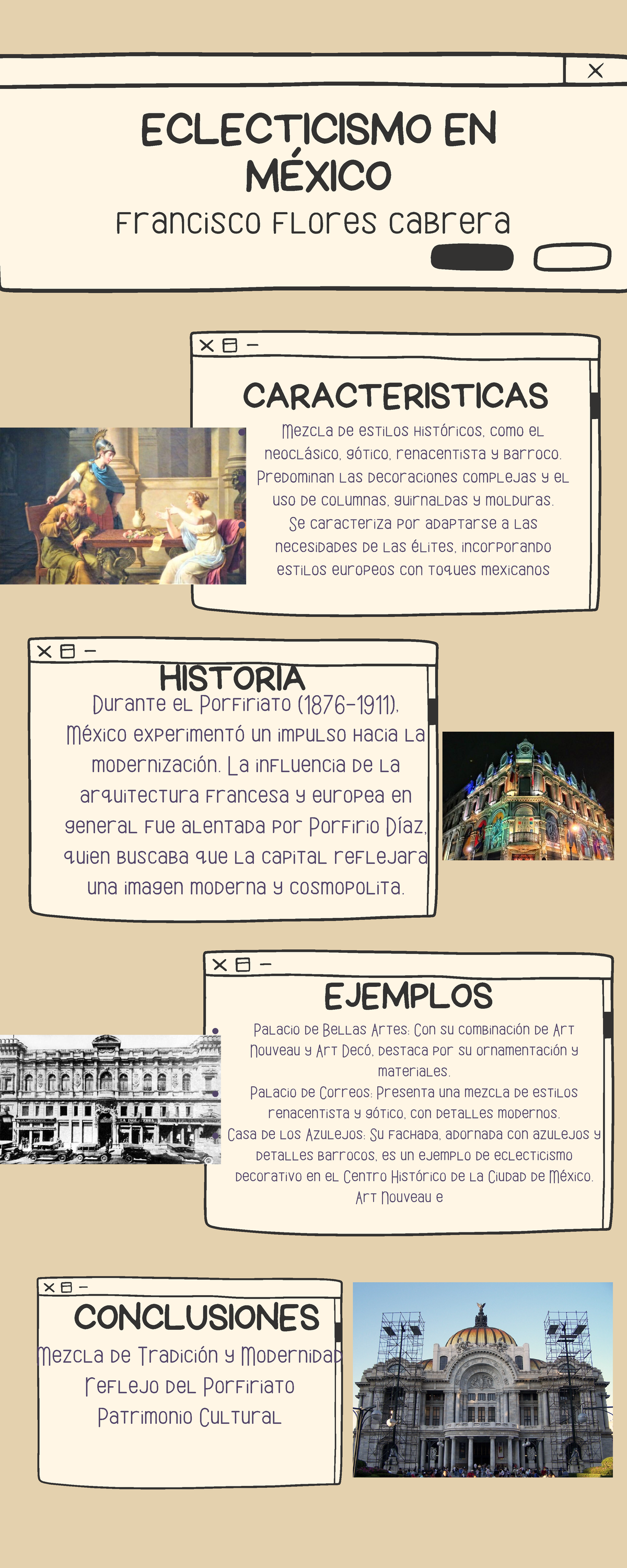Infografía proyecto de investigación outline monocromático marrón - ECLECTICISMO EN MÉXICO ...