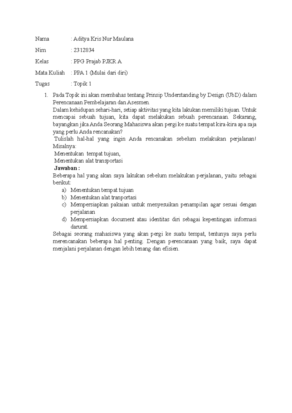 PPA 1 Topik 1: Prinsip Understanding by Design dalam Perencanaan Pembelajaran - Studocu