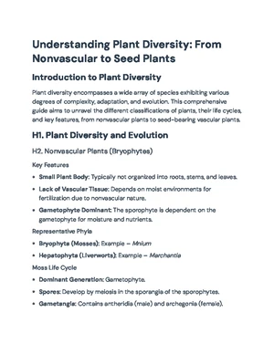 Plant Diversity - Study Notes & Assignments - Studocu