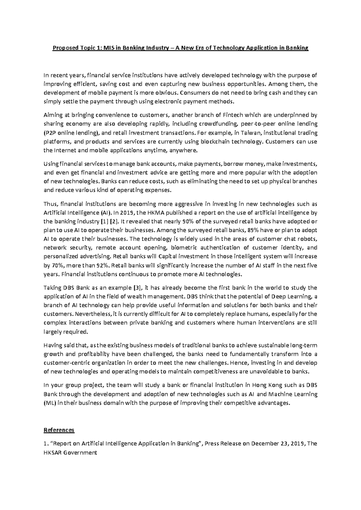 Case Study 1: MIS in Banking - Tech Advancements & AI Adoption - Studocu