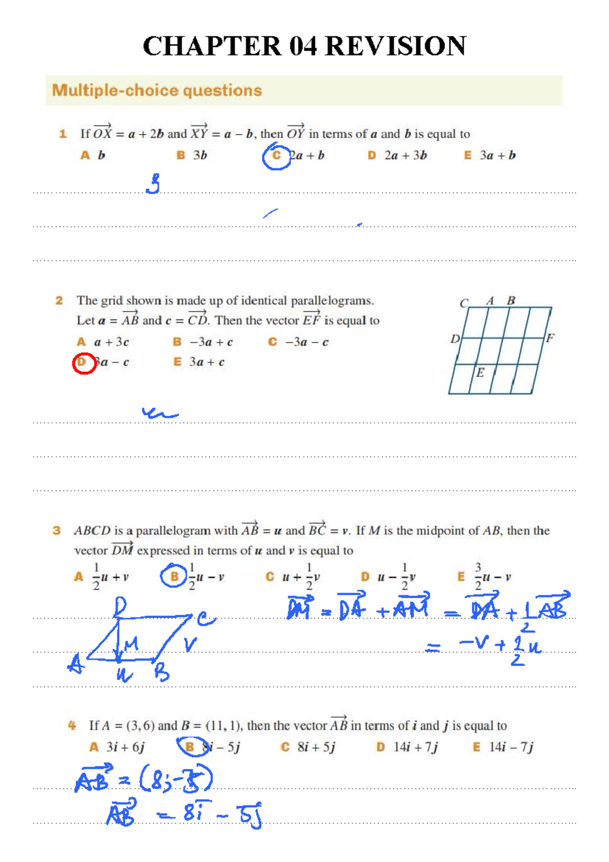 CHAPTER 04 REVIEW: Vector Analysis and Geometry Problems - Studocu