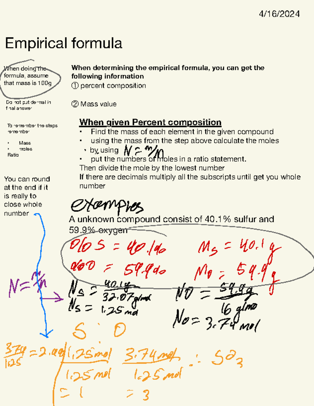 Empirical Formula Calculation Guide [Chemistry] - Studocu