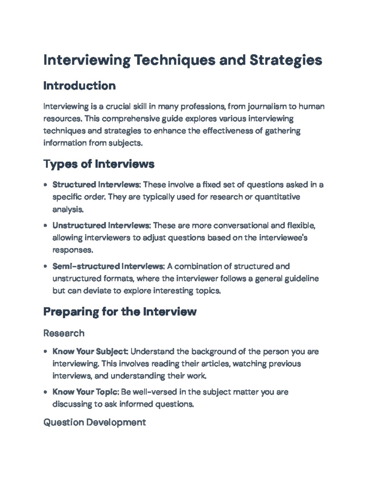 Interviewing Techniques and Strategies: A Comprehensive Guide ...