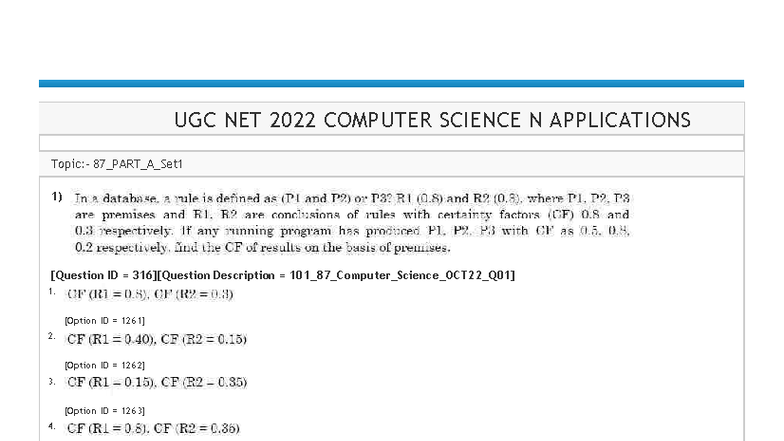 UGC NET 2022 CS & Applications Part A Set 1 - ID Descriptions - Studocu