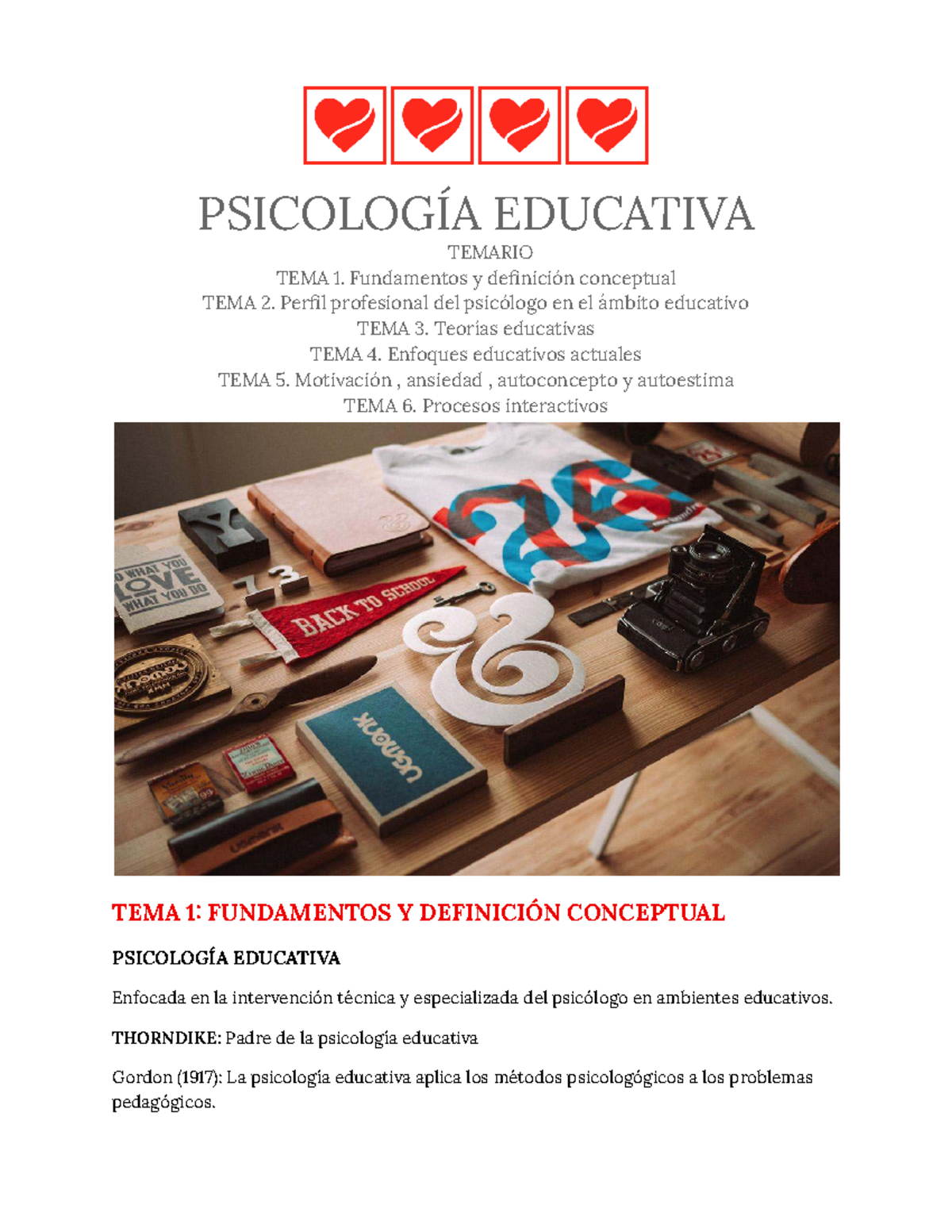 PSICOLOGÍA EDUCATIVA: RESUMEN DE TEMAS Y CONCEPTOS CLAVE - Studocu