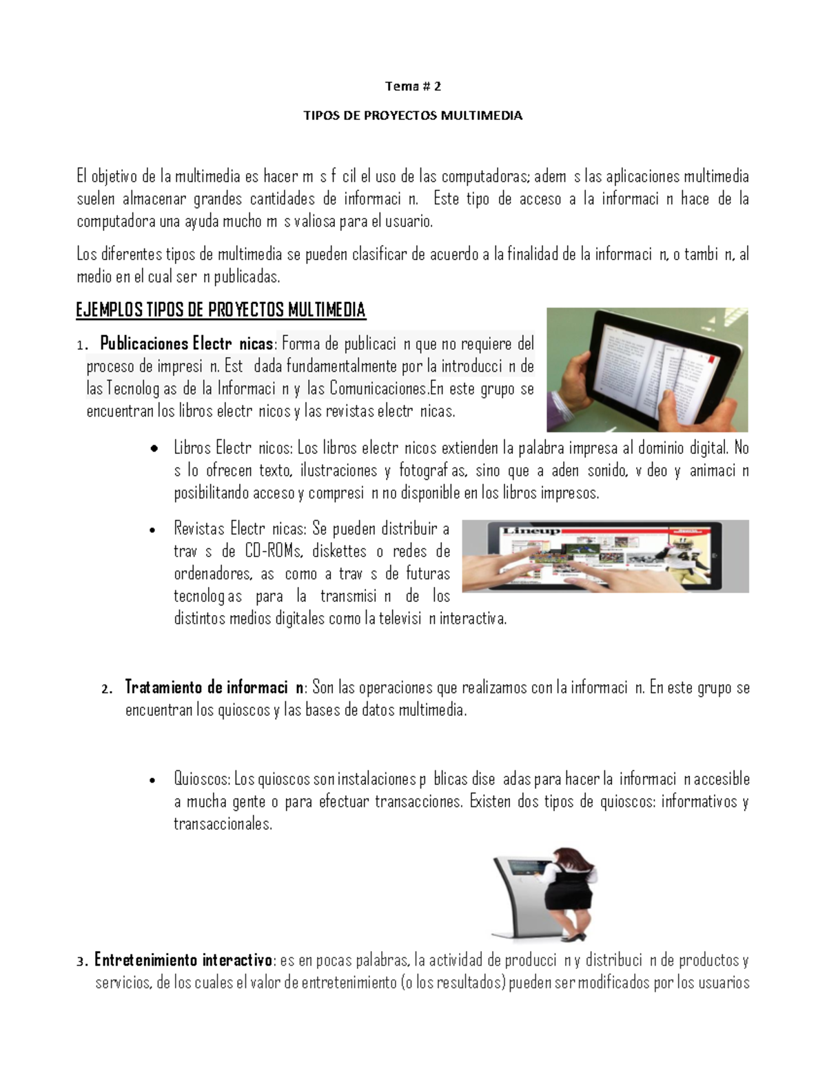 Tema 2: Tipos de Proyectos Multimedia - Comparativa y Ejemplos - Studocu
