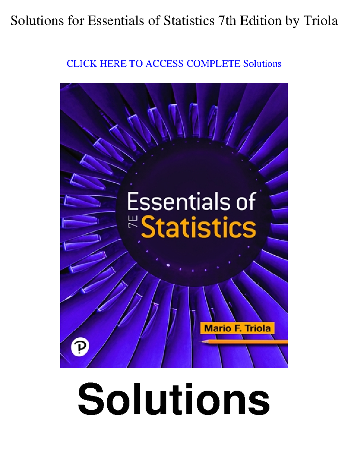 9780137466092- Solutions - Solutions for Essentials of Statistics 7th ...